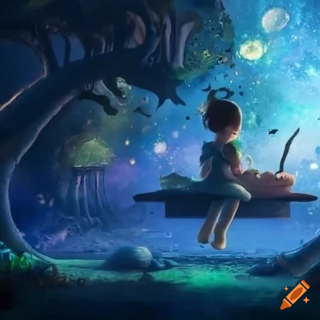 A child's imagination taking them to a magical dreamland on Craiyon
