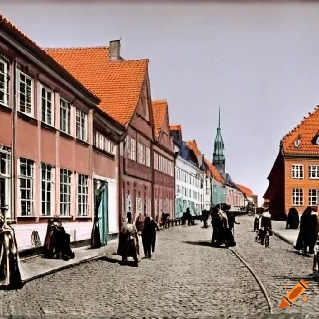 Denmark town in 1880 with color on Craiyon