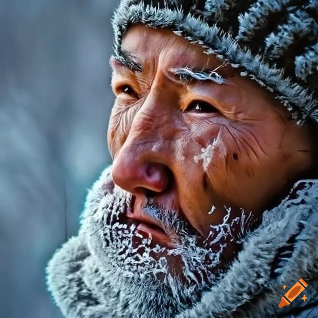 Kazakh man in cold on Craiyon