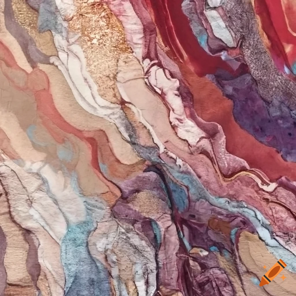 Muted, subtle, subdued abstract art in mixed media, fabric texture ...