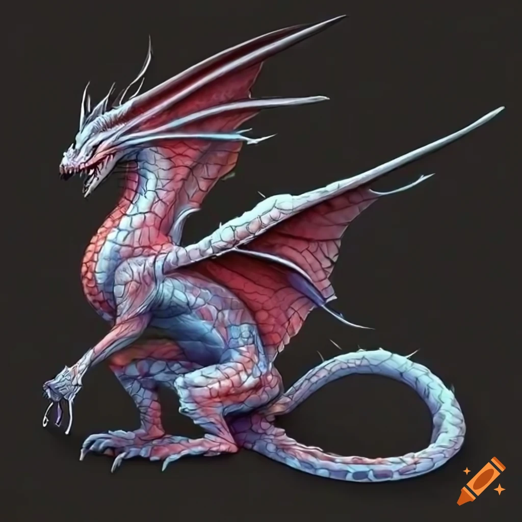 Full body dragon design, side view