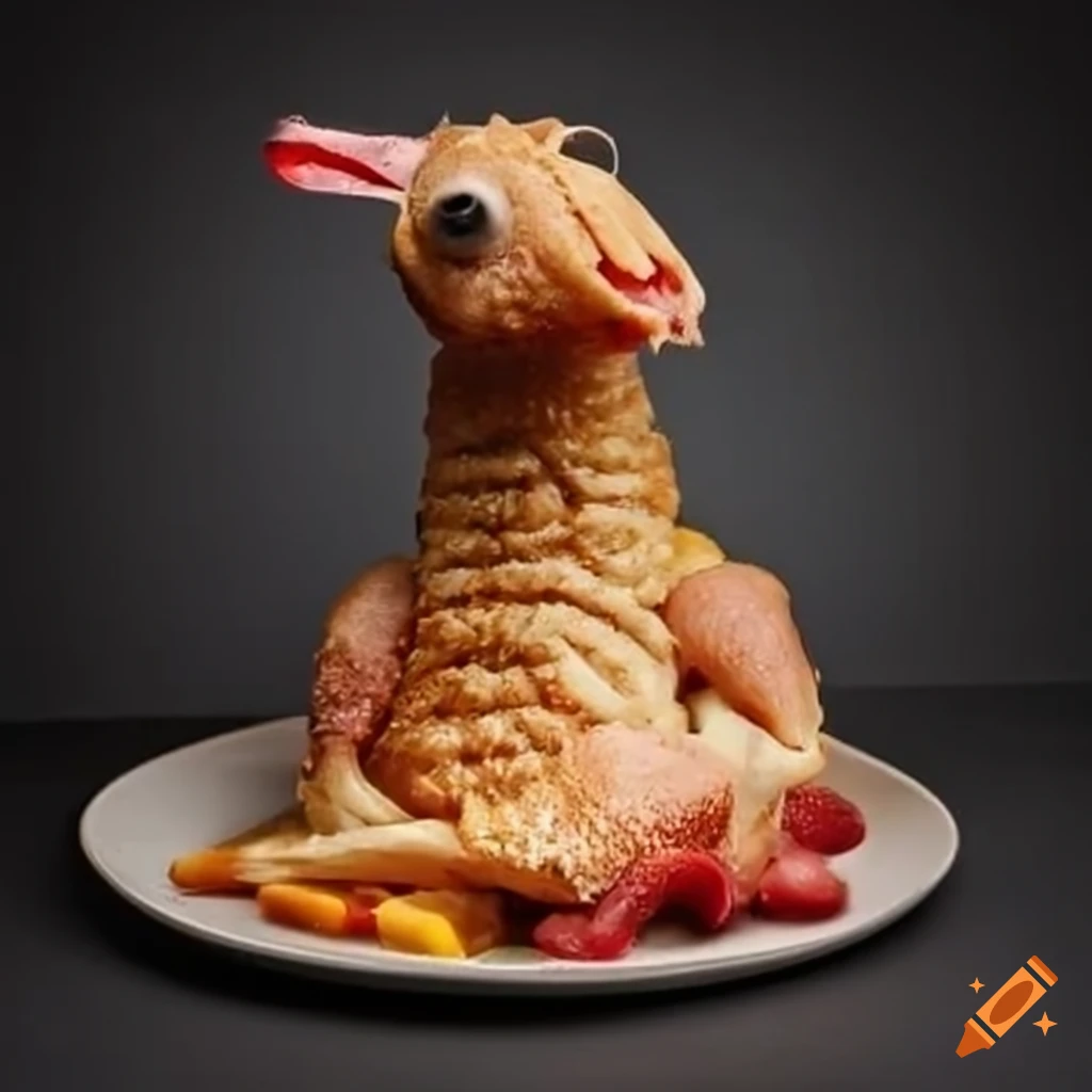 An animal made up entirely of food