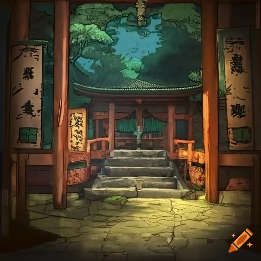 Japanese shinto shrine as detailed rpg map on Craiyon