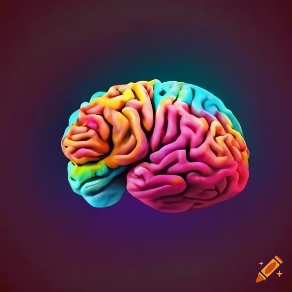 The human brain in a creative performance of various colors and non ...