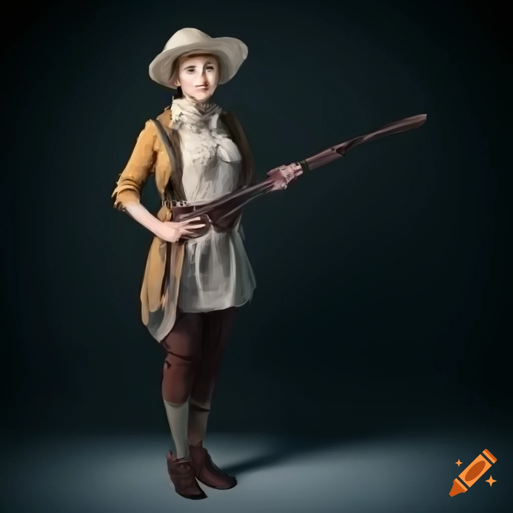 Adventurer lady, with short blonde hair, wearing backpack, with small ...