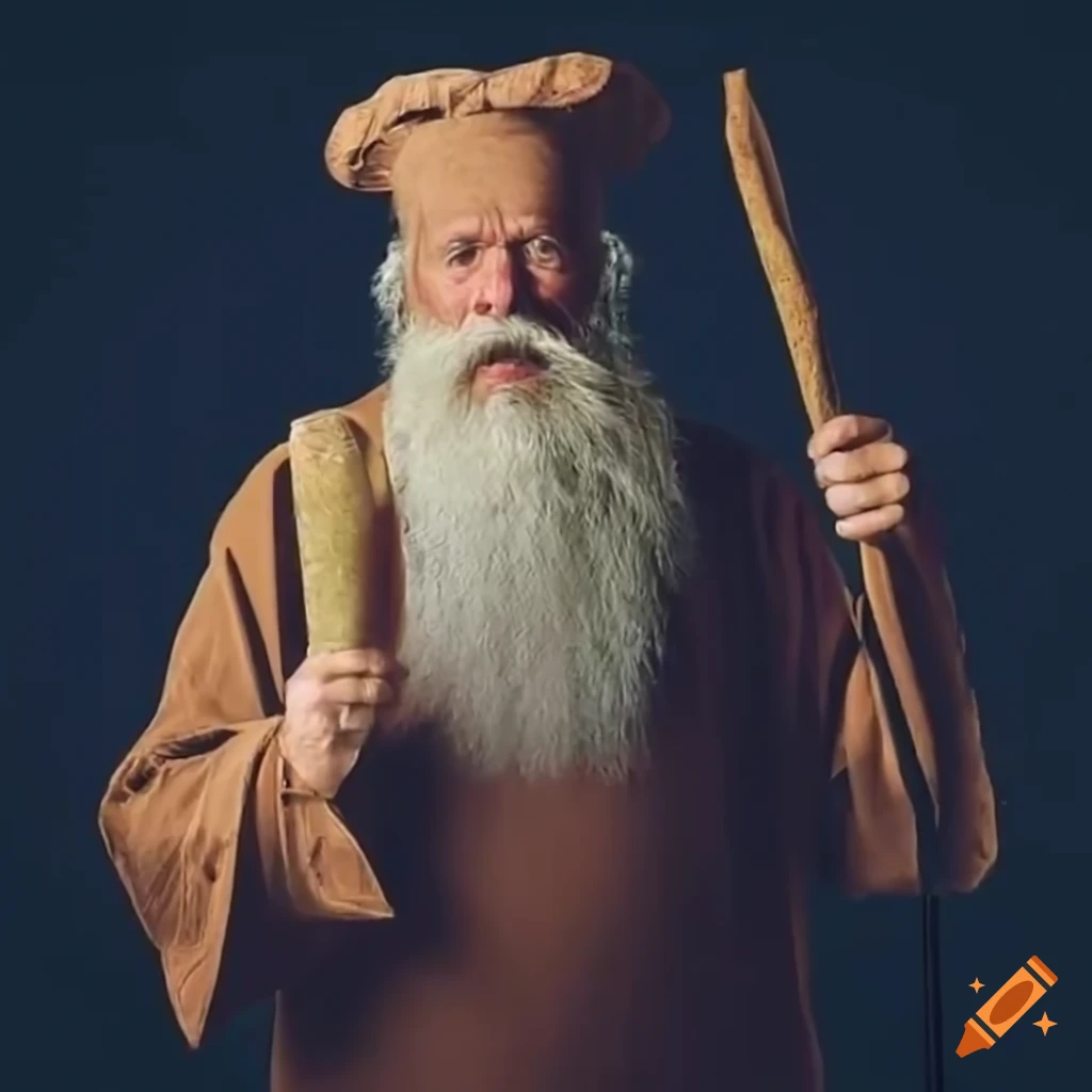 Portrait of a baker wizard wearing a chef wizard hat, middle aged man ...