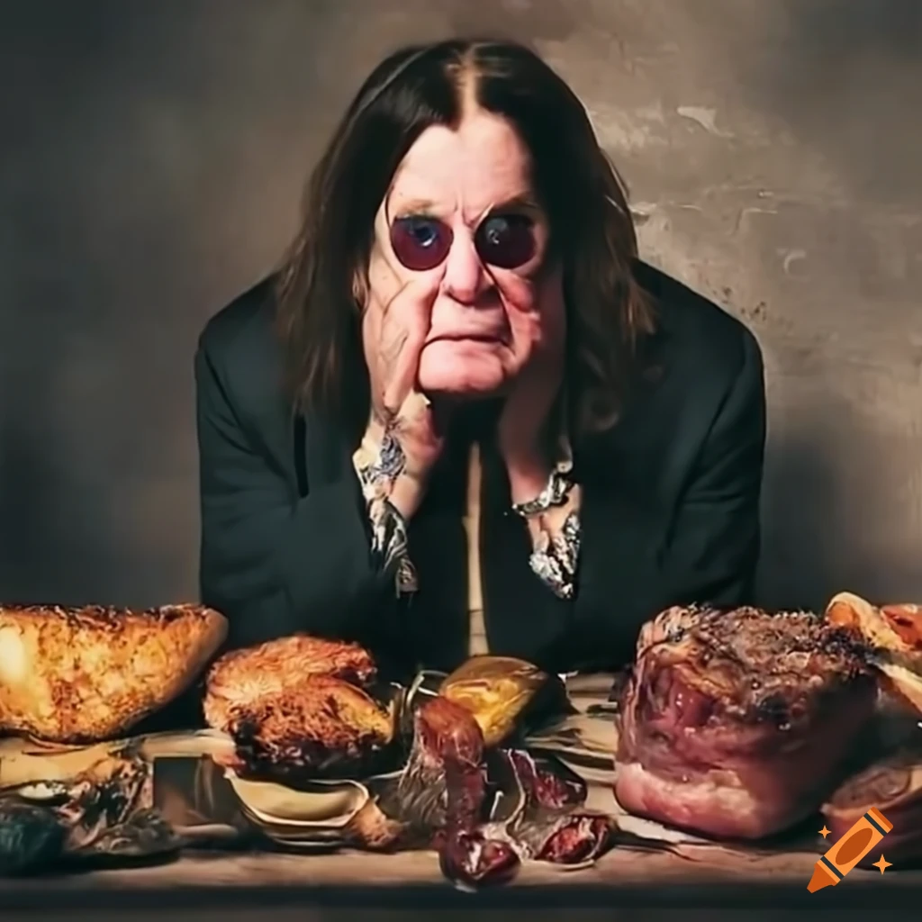 Ozzy osbourne sitting down at a dinner table for a sunday pork roast on ...