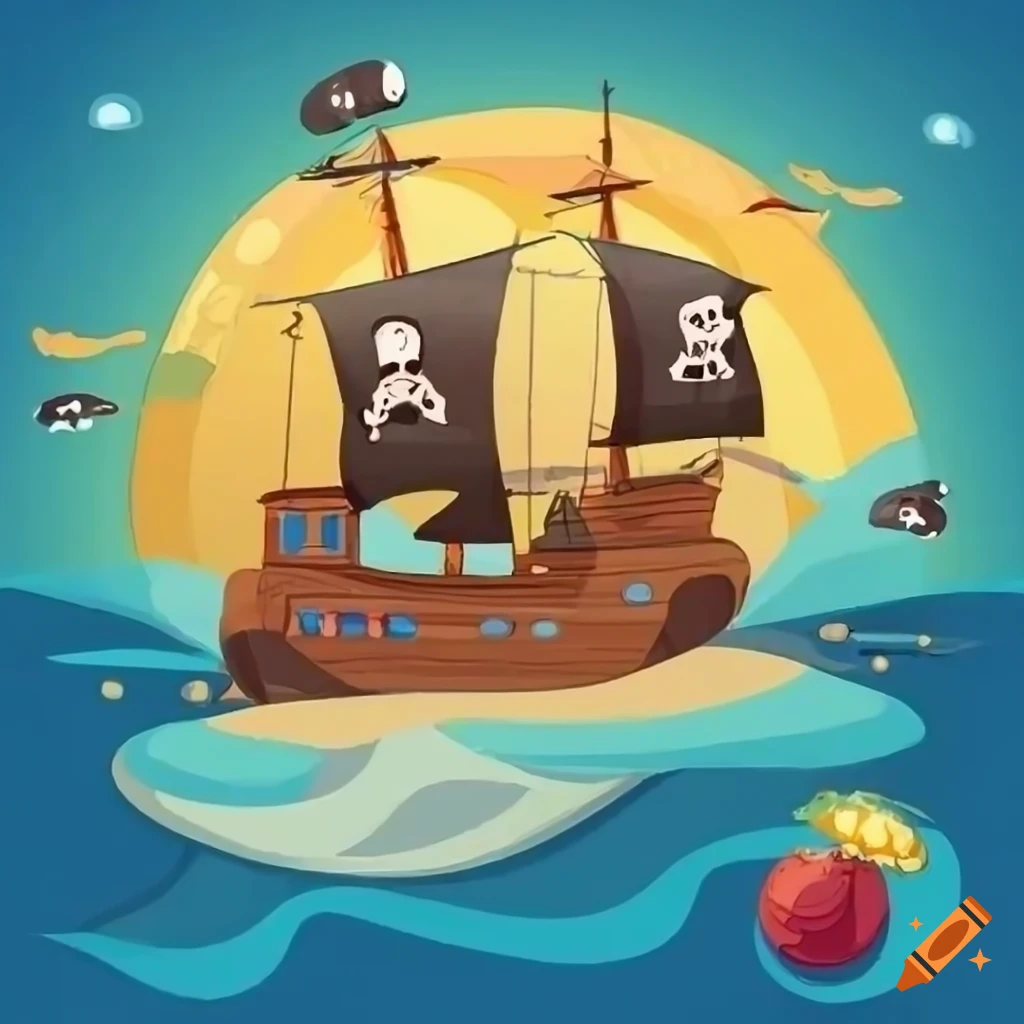 Cartoon Pirate Ship Background