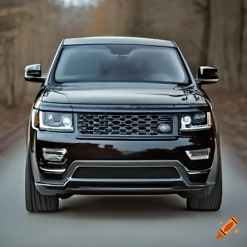2013 black grand cherokee with front of 2012 l322 range rover on Craiyon