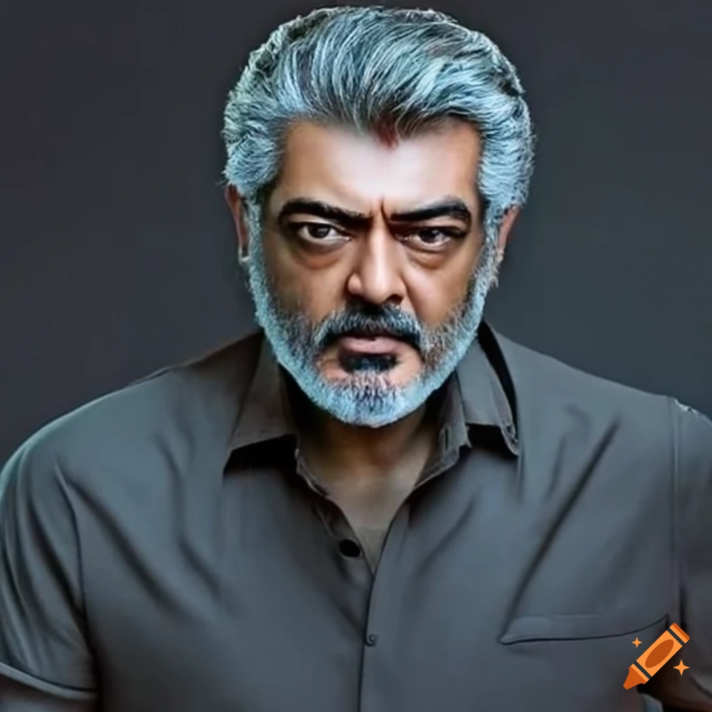 Ajith kumar as a powerful king in a mythical tv series on Craiyon