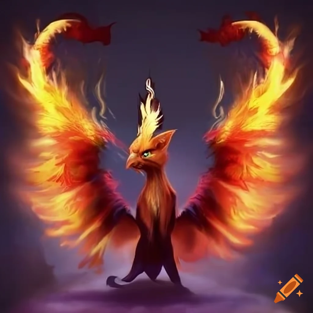 Small menacing phoenix in cat form on Craiyon