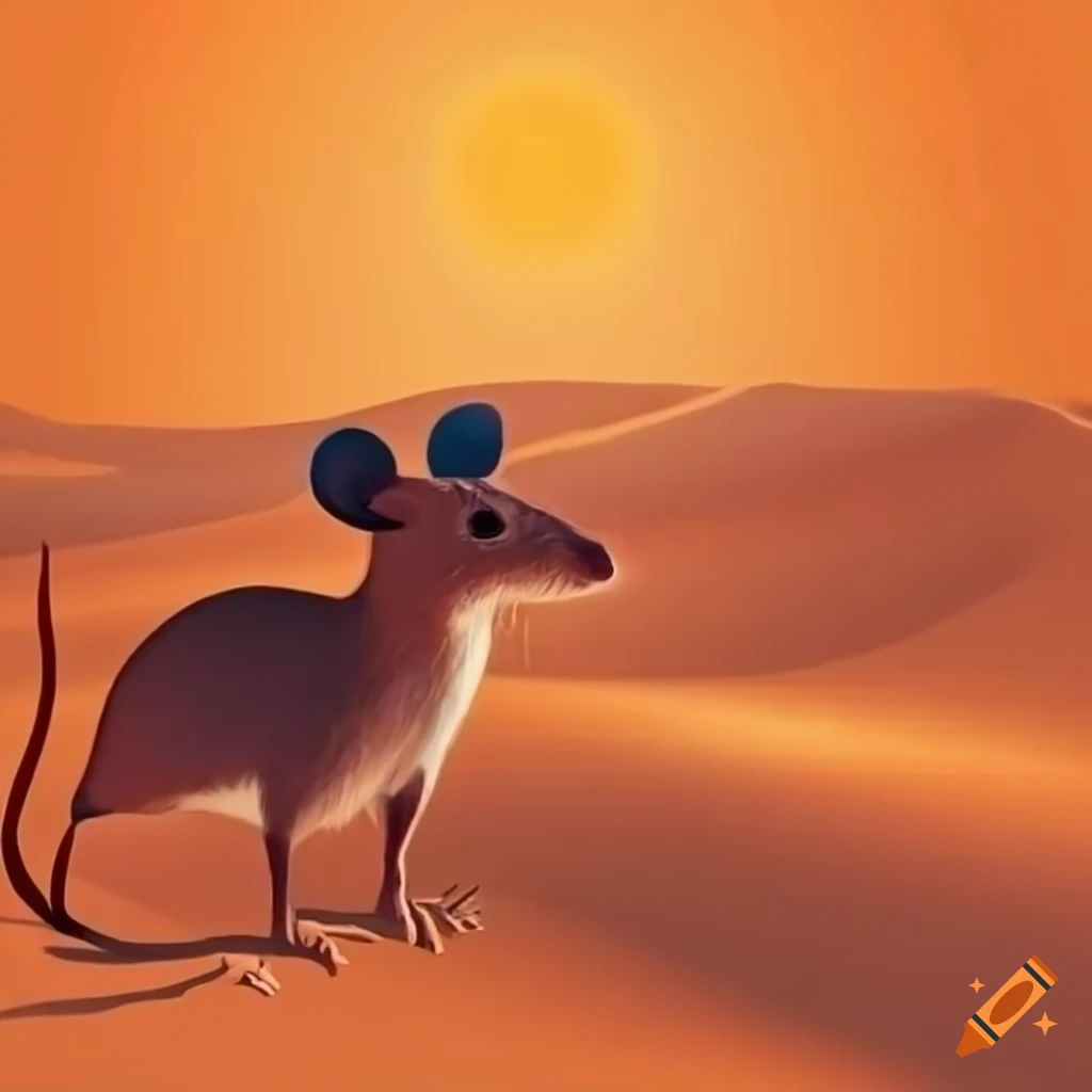Mouse travelling in the desert on Craiyon