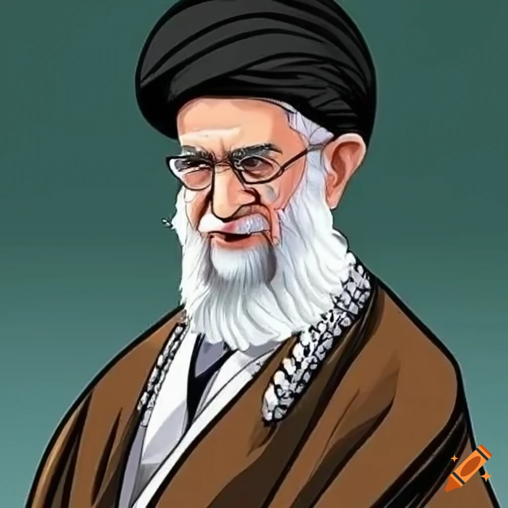 Ali khamenei caricature , half body, cunning on Craiyon