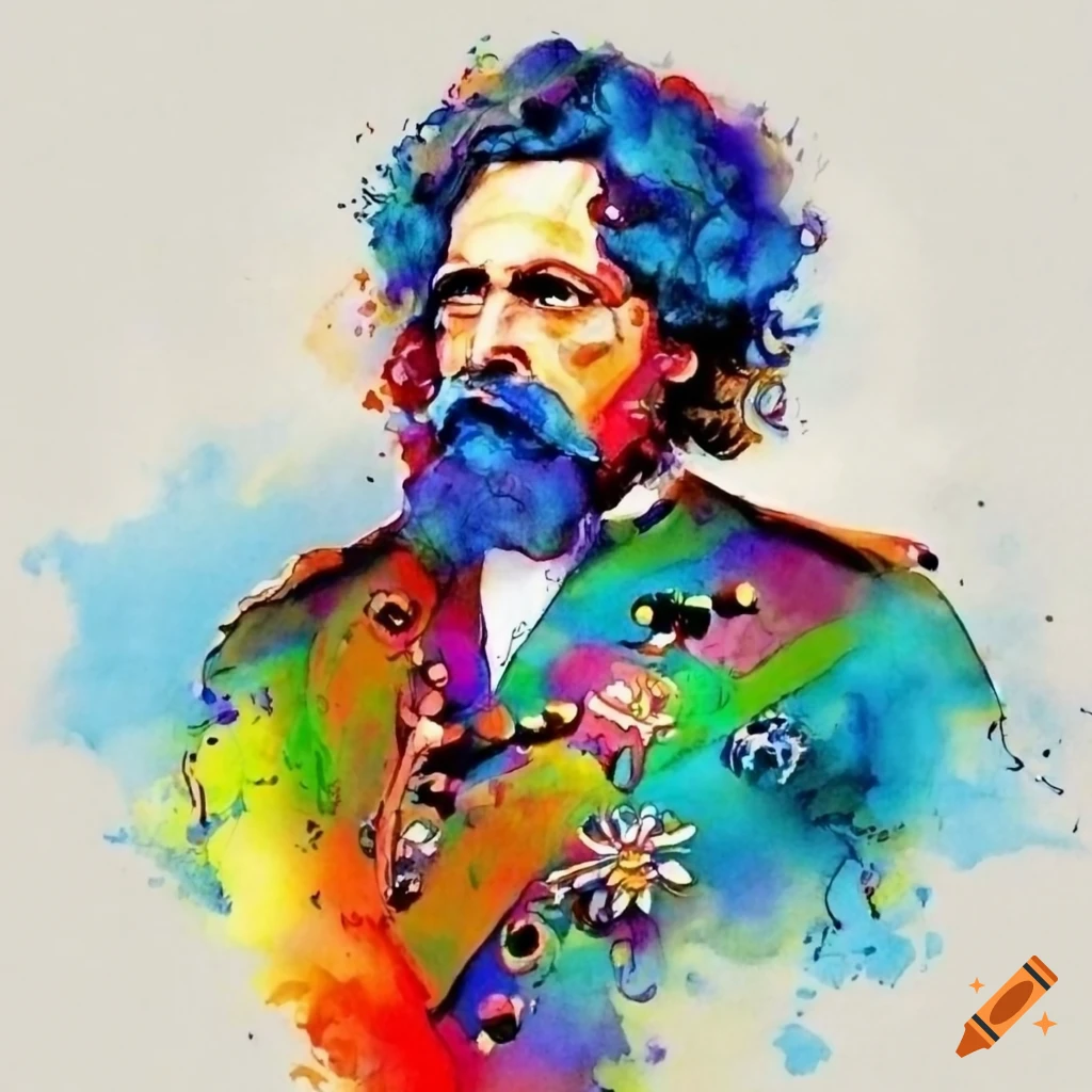 Coloured ink portrait of könig ludwig II haitzinger karrikatur arz on ...