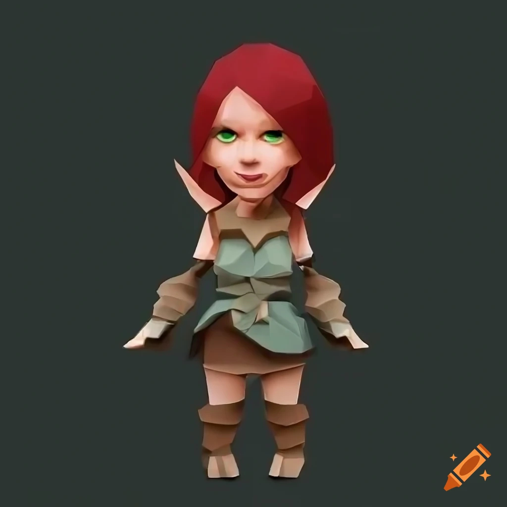 Female gnome low poly animated