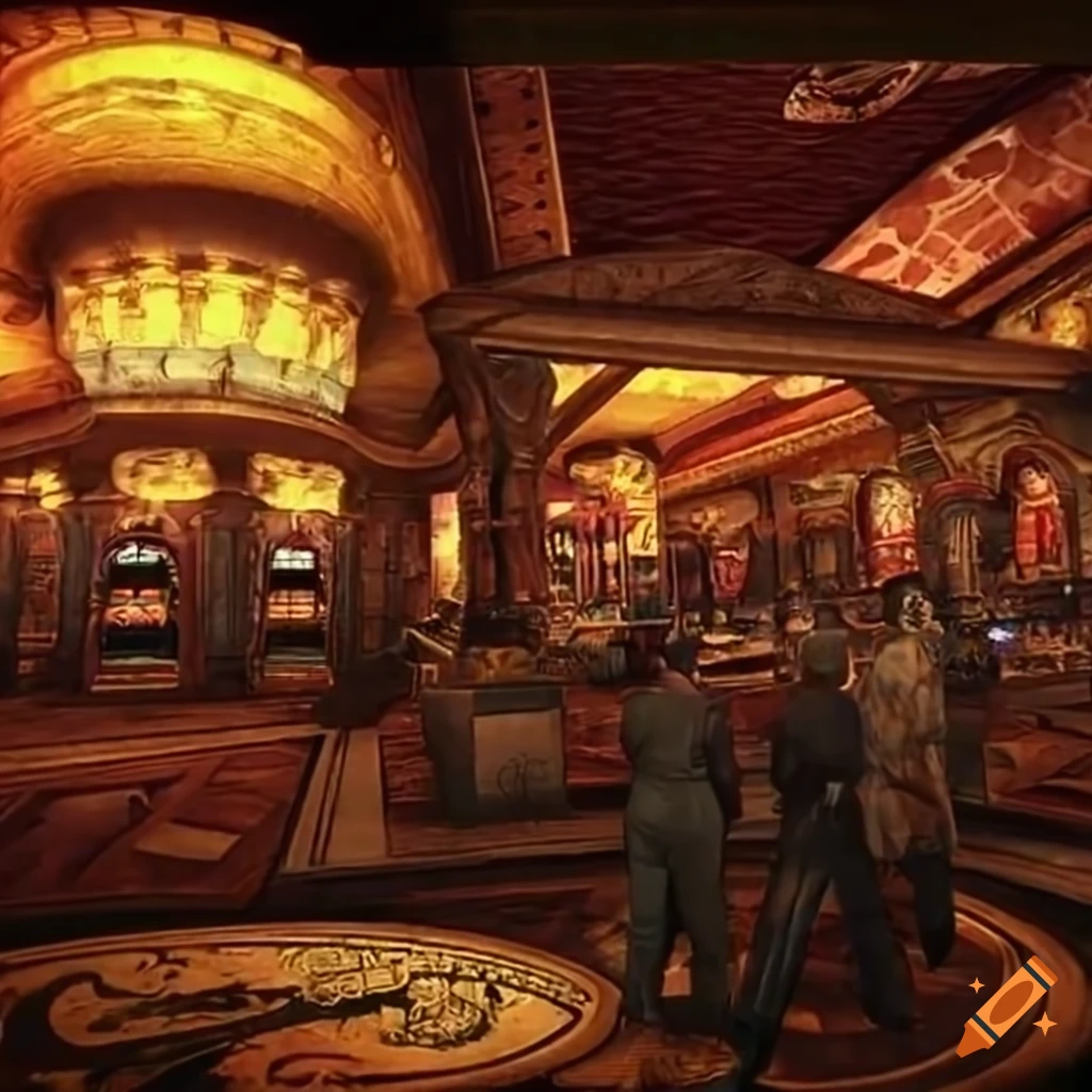Scene from Fallout: New Vegas at the iconic Sierra Madre Casino on Craiyon