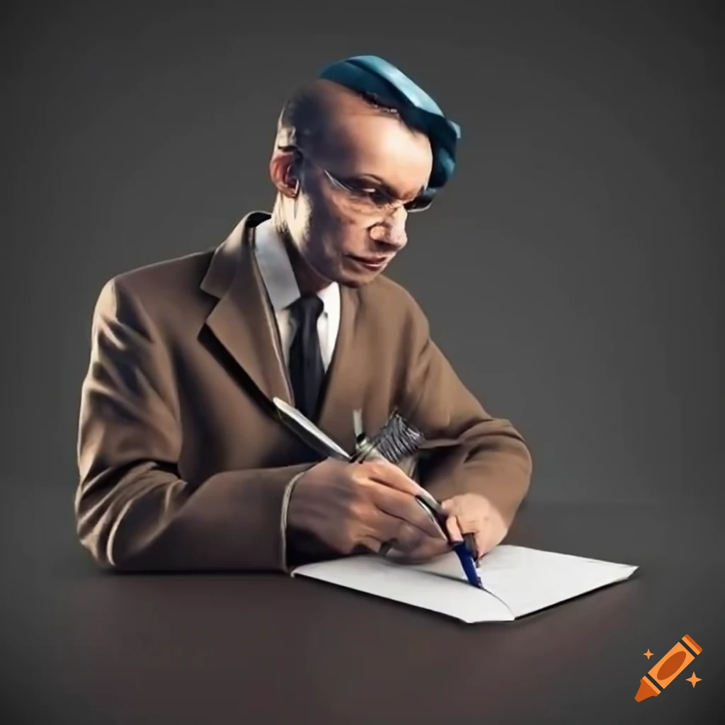 Man writing a document