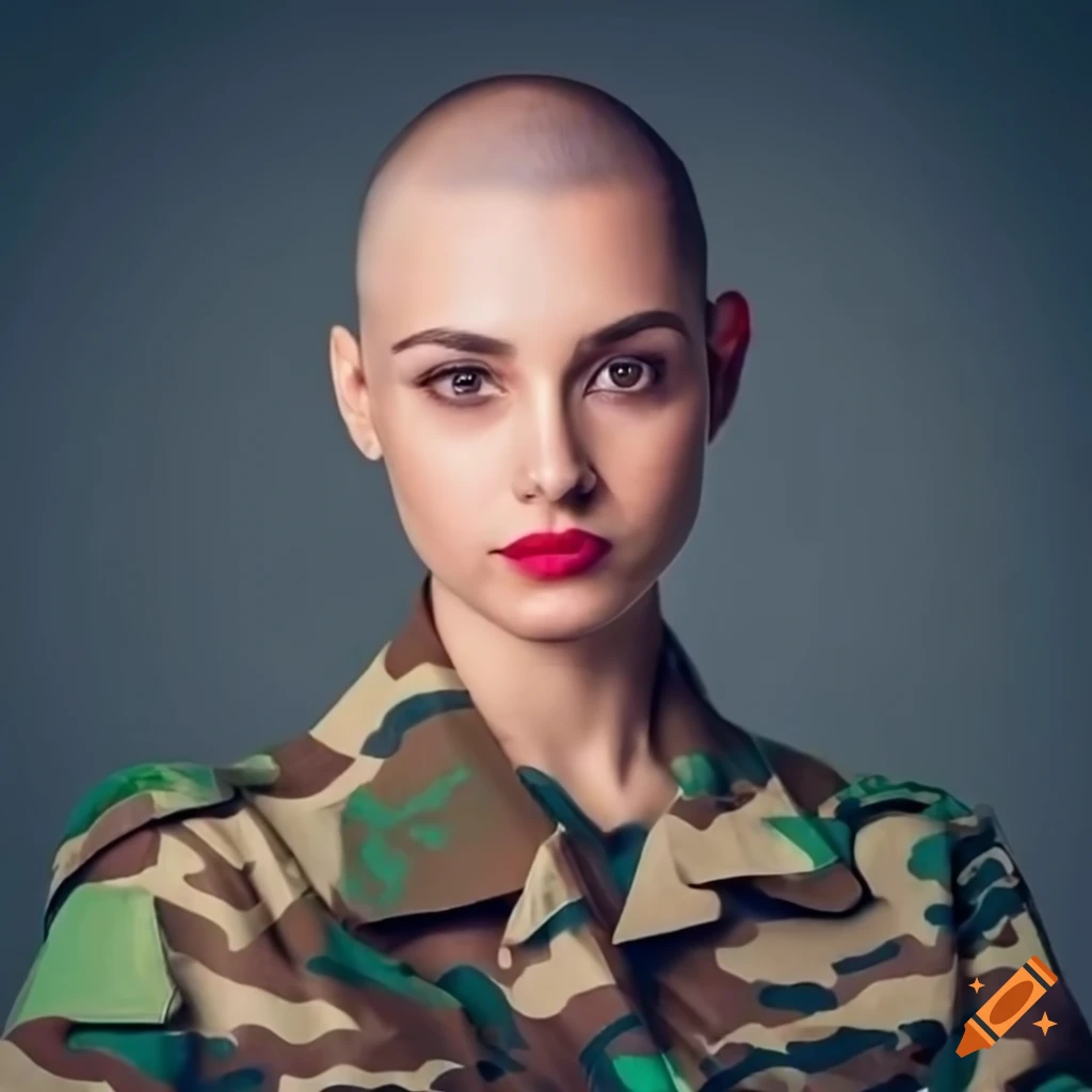Photo Portrait Of Young Confident Italian Woman In A Military