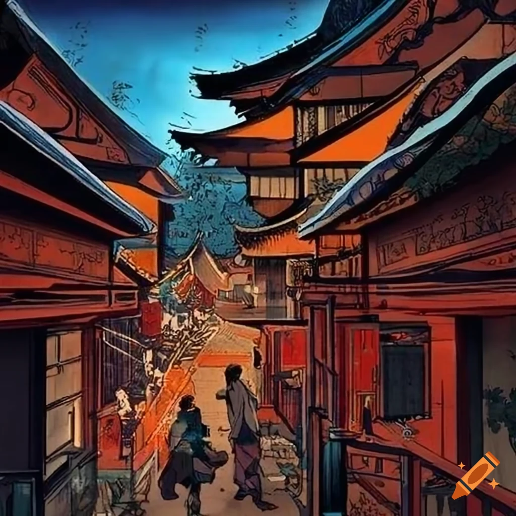 Ukiyo-e style art exterior