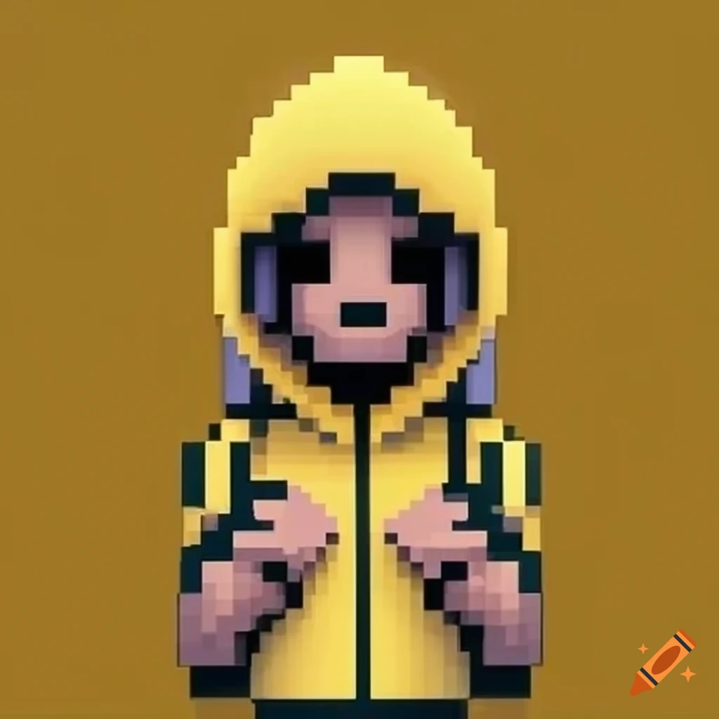 8-bit person wearing a yellow hoodie