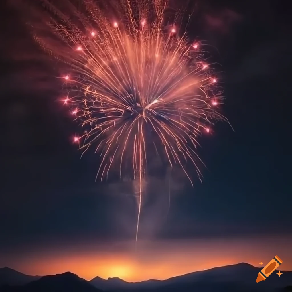 Fireworks over the mountains on Craiyon