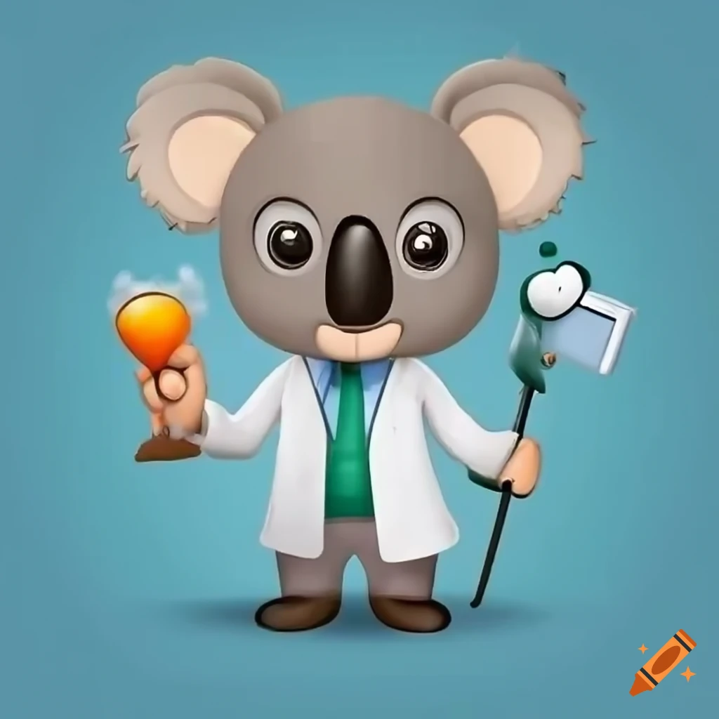 A very cute cartoon koala professor on Craiyon