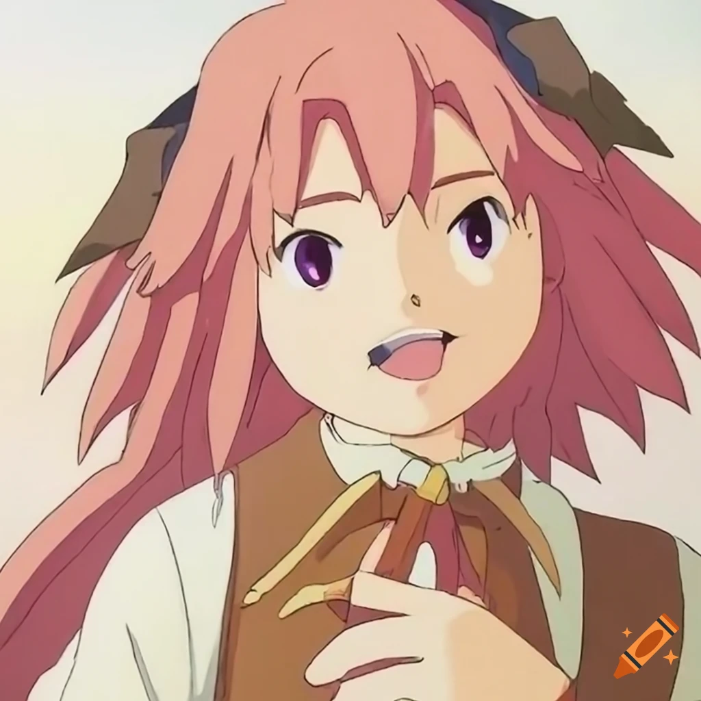 Astolfo painted by hayao miyazaki in studio ghibli style, anime ...