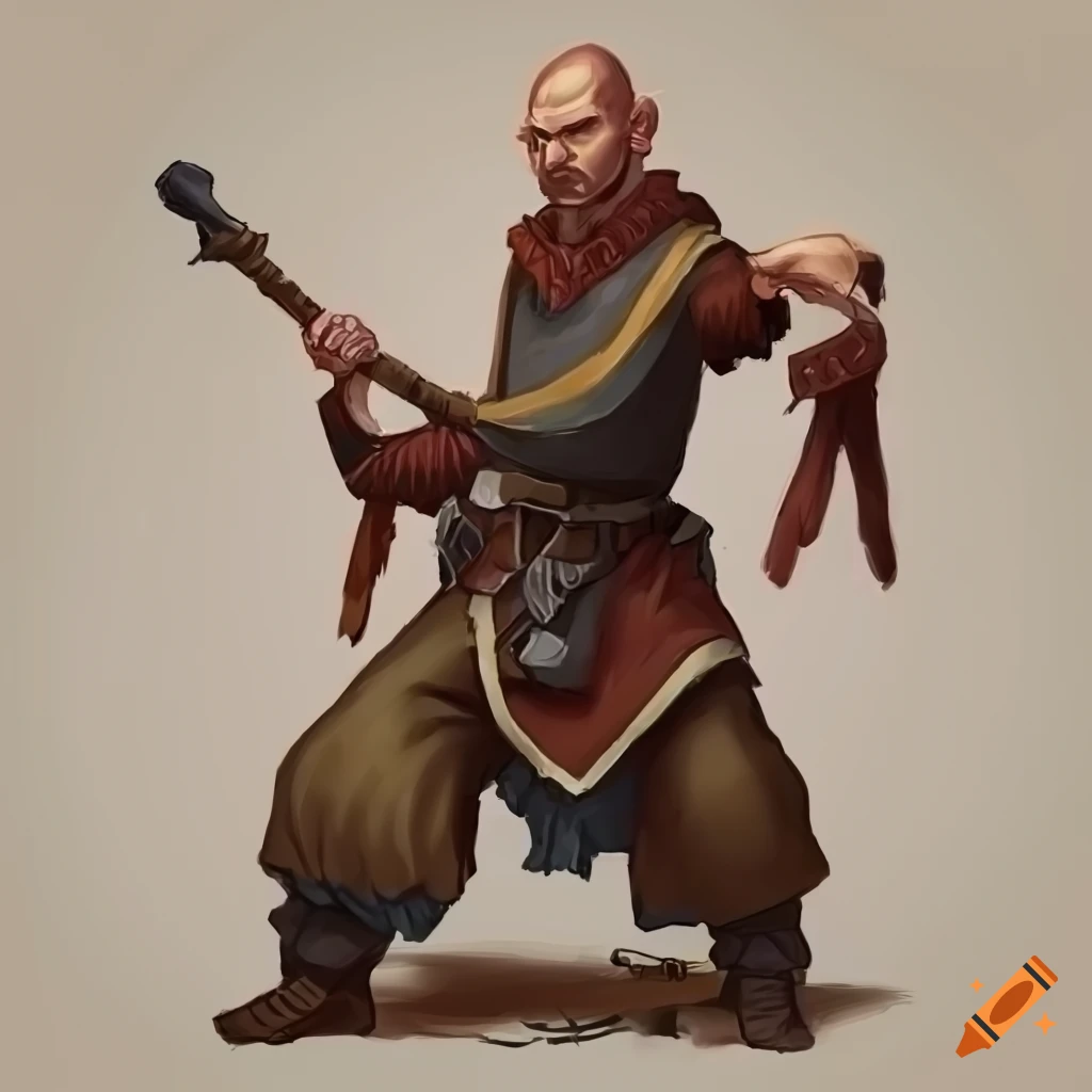 Andrew tate dnd monk with a longstaff