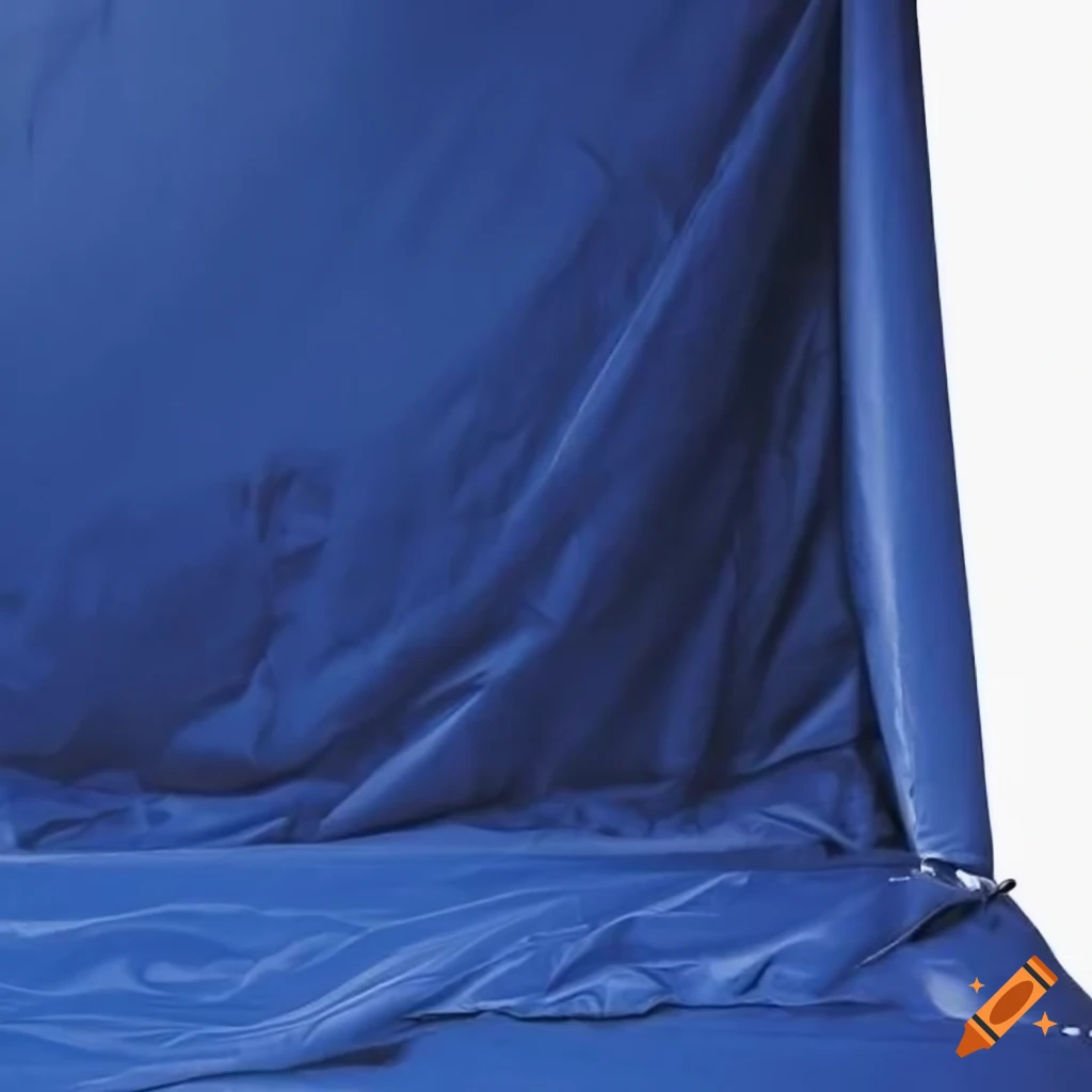 Blue tarp backdrop, angled shot including floor on Craiyon