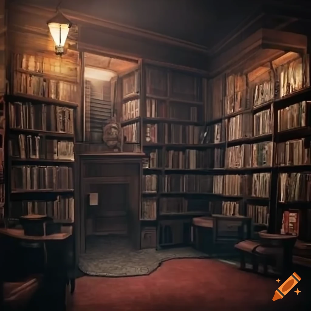 Horror game infinite study / library room on Craiyon