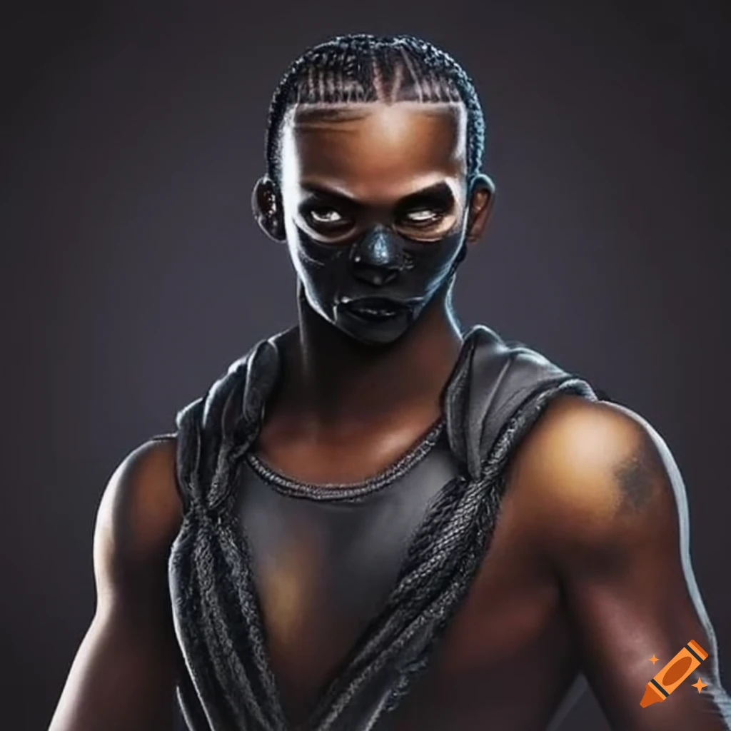 Lightskin black ninja with cornrows