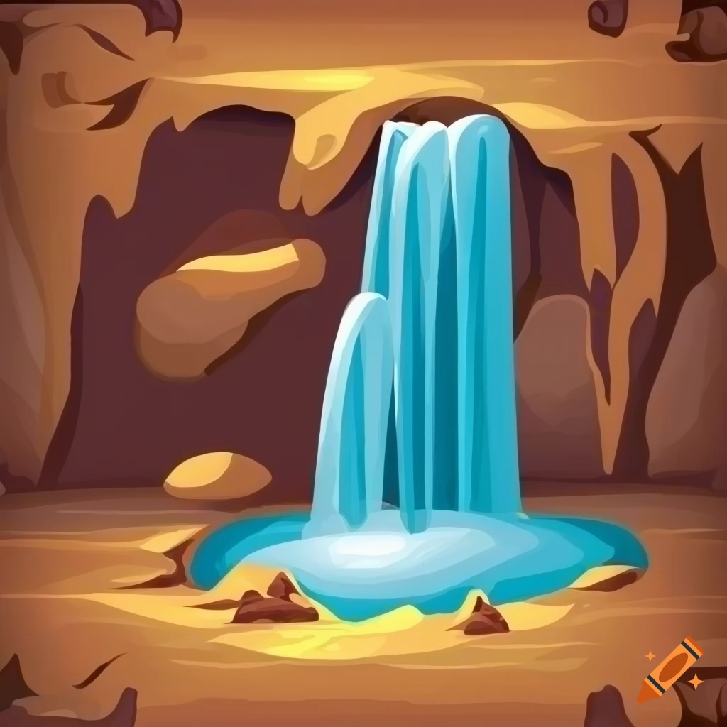 Animated Cave With Waterfall