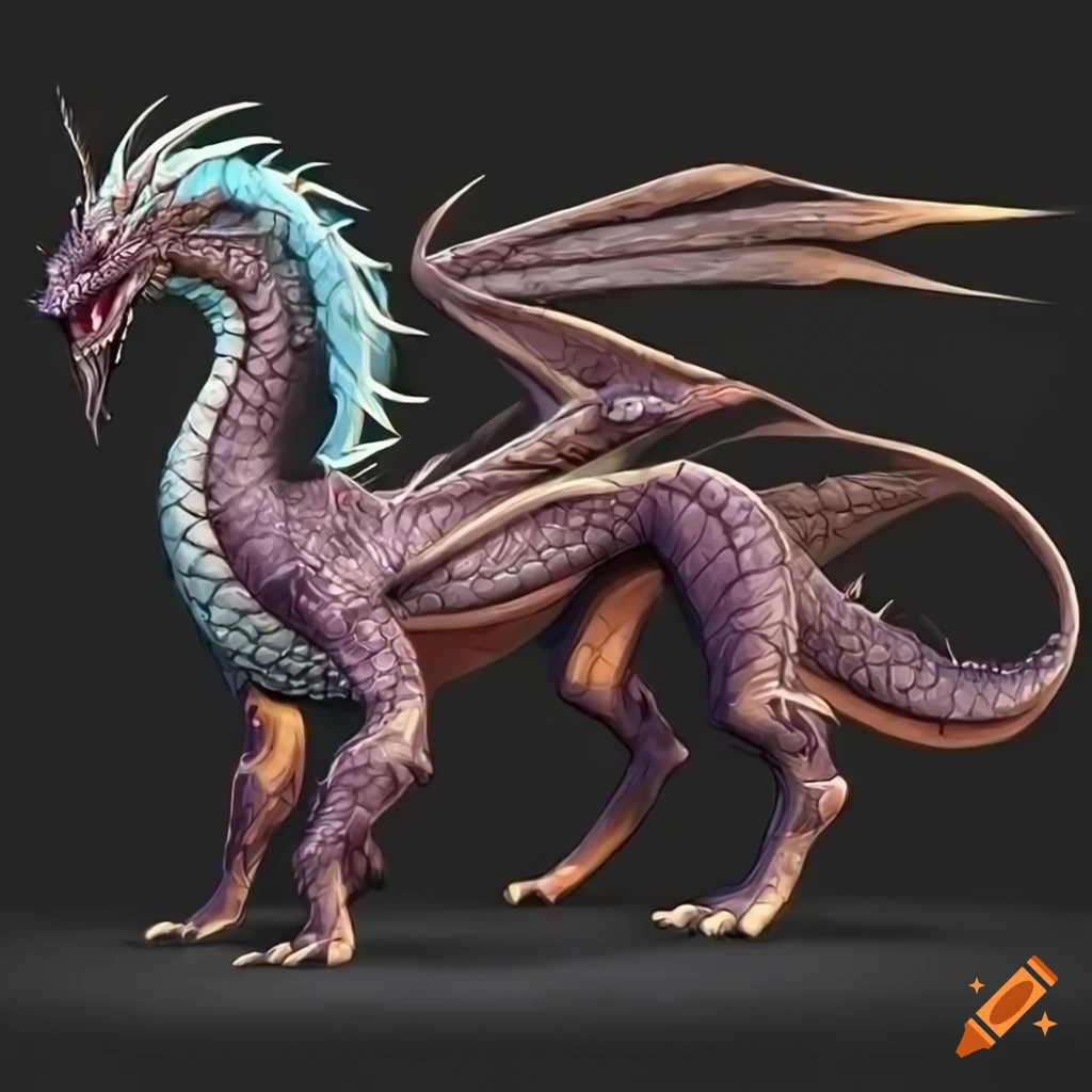 Full body dragon design, side view on Craiyon