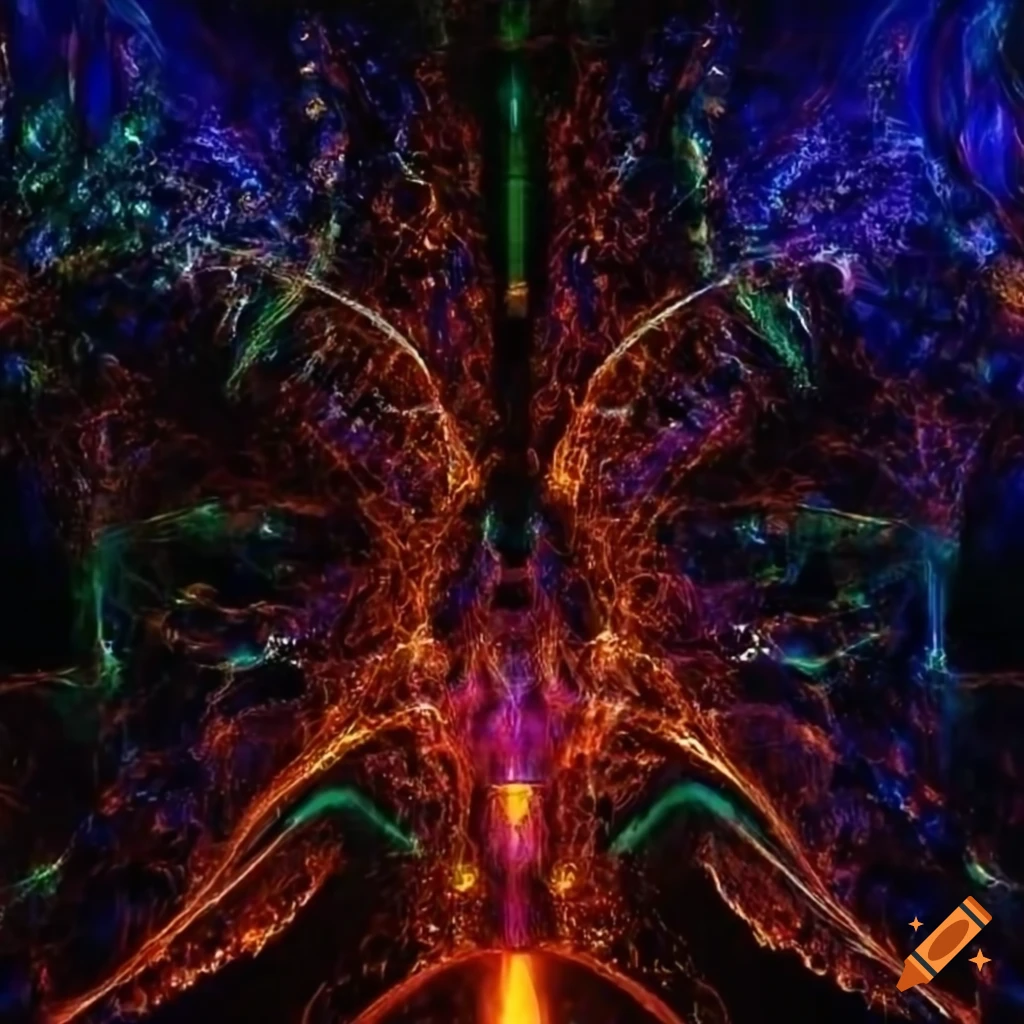 Ai entity with a towering blend of sleek metallic surfaces, luminescent ...