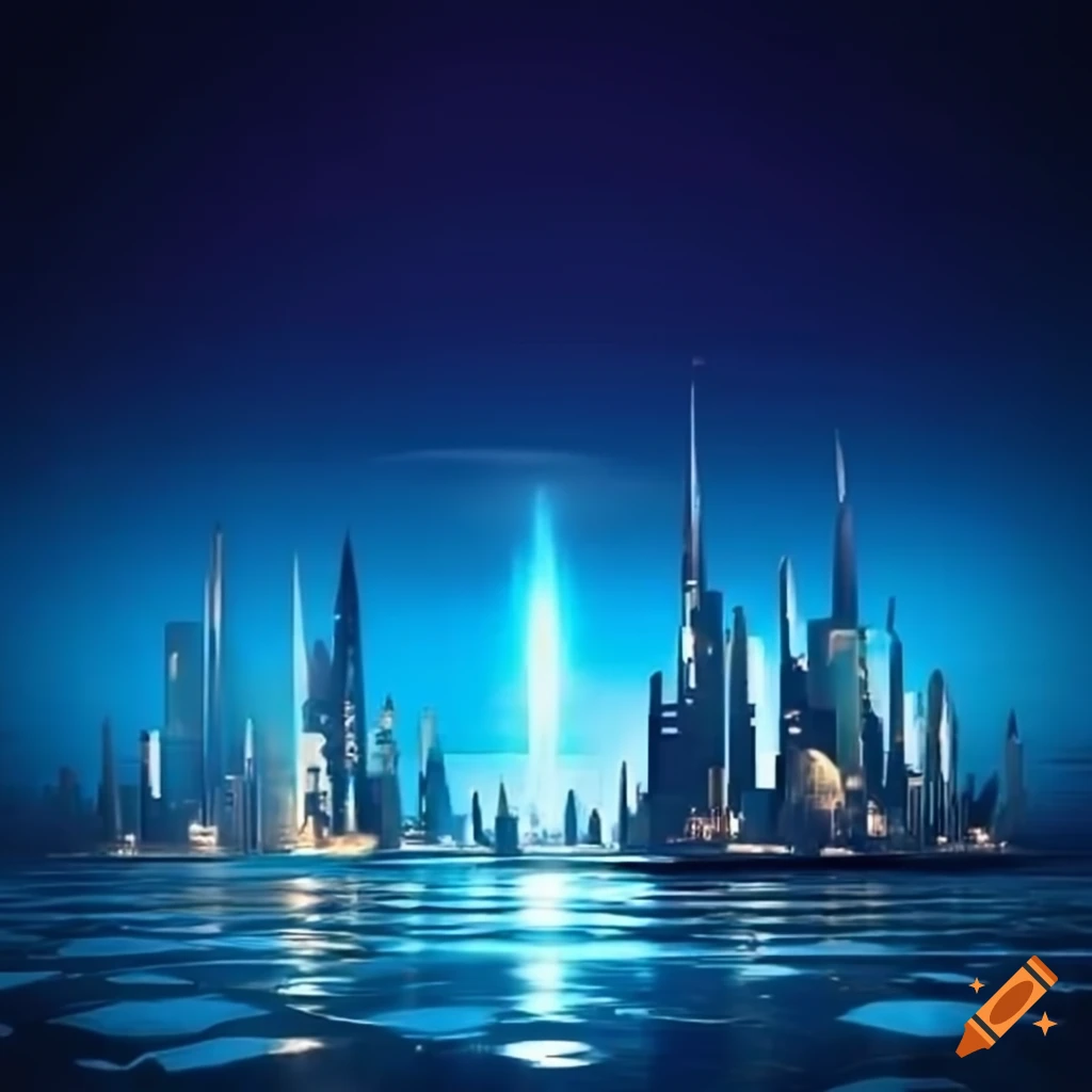 Futuristic skyline on Craiyon