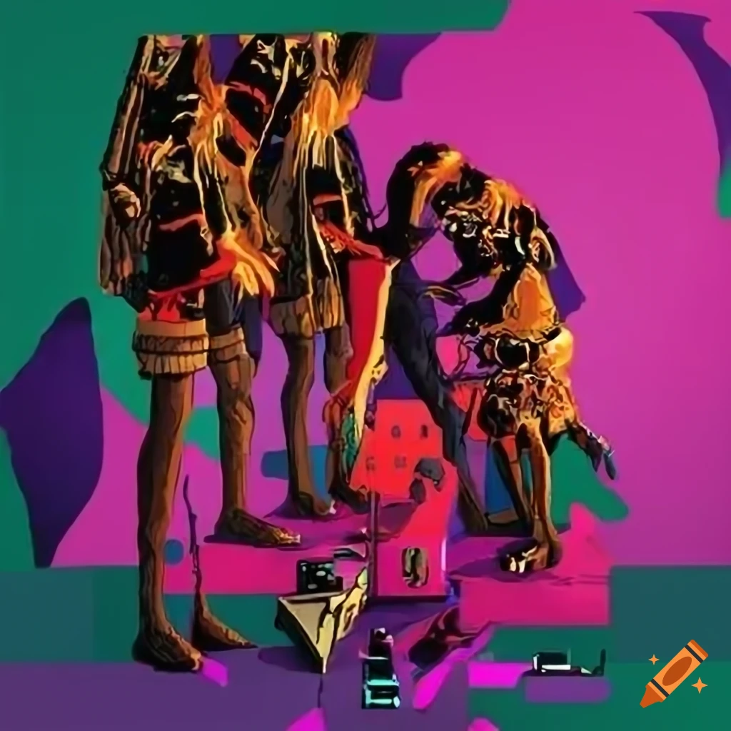 Wildly chaotic album cover in the style of black midi album cover on ...