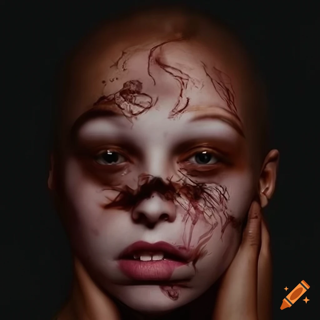 Design a surreal portrait of a person with dramatically distorted ...