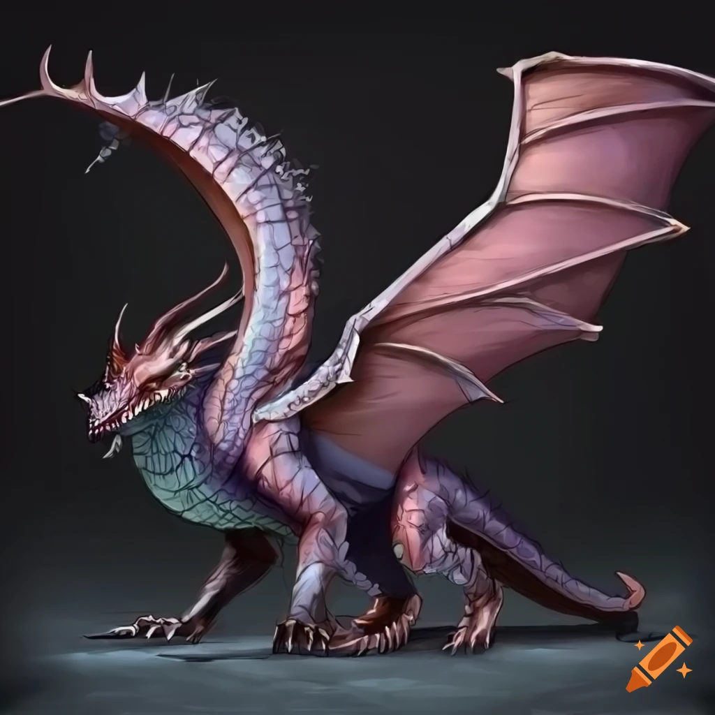 Full body dragon concept designs, side view