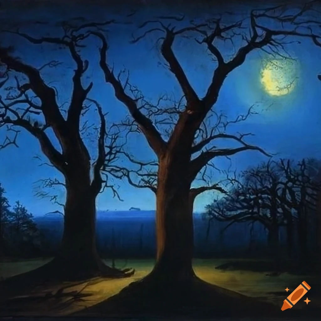 Dancing trees at night max ernst and caspar david friedrich