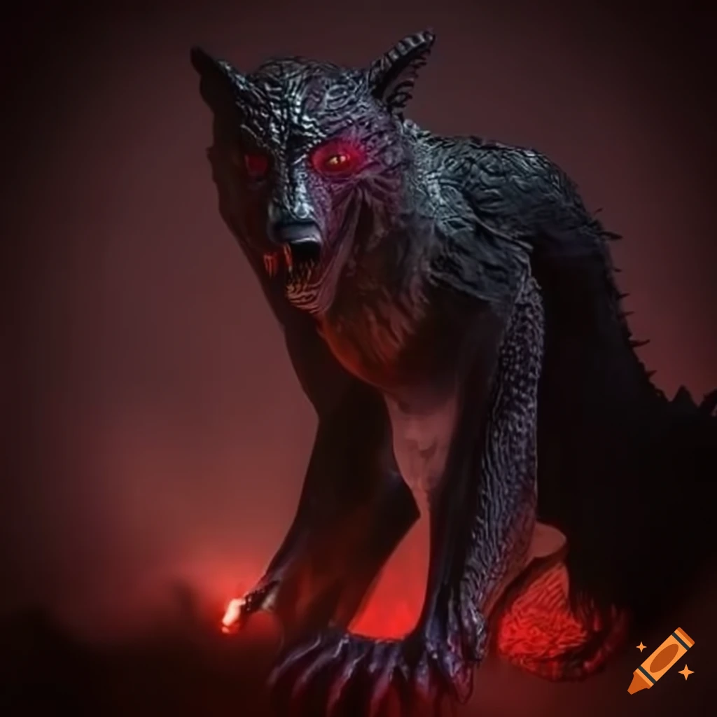 Lovecraftian demonuc wolf monster on Craiyon