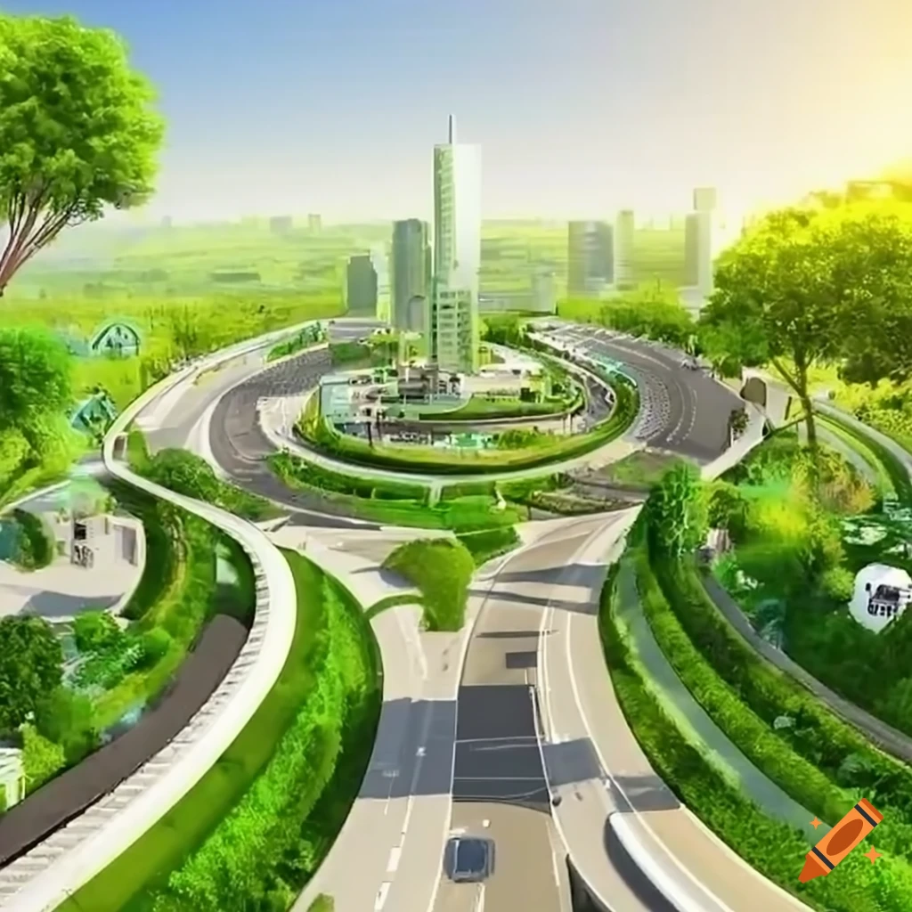 Vision of sustainable green city with efficient traffic , hd image ...