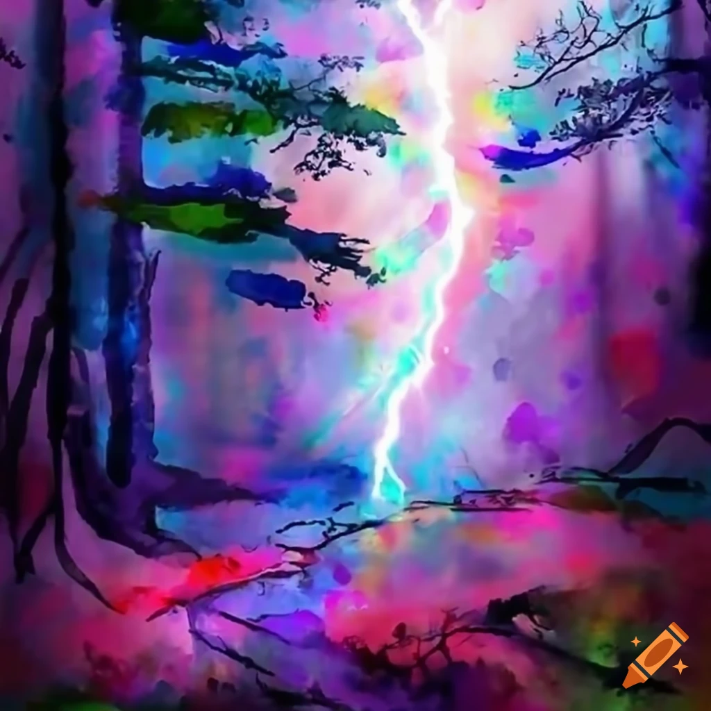 Lightning striking forest on Craiyon