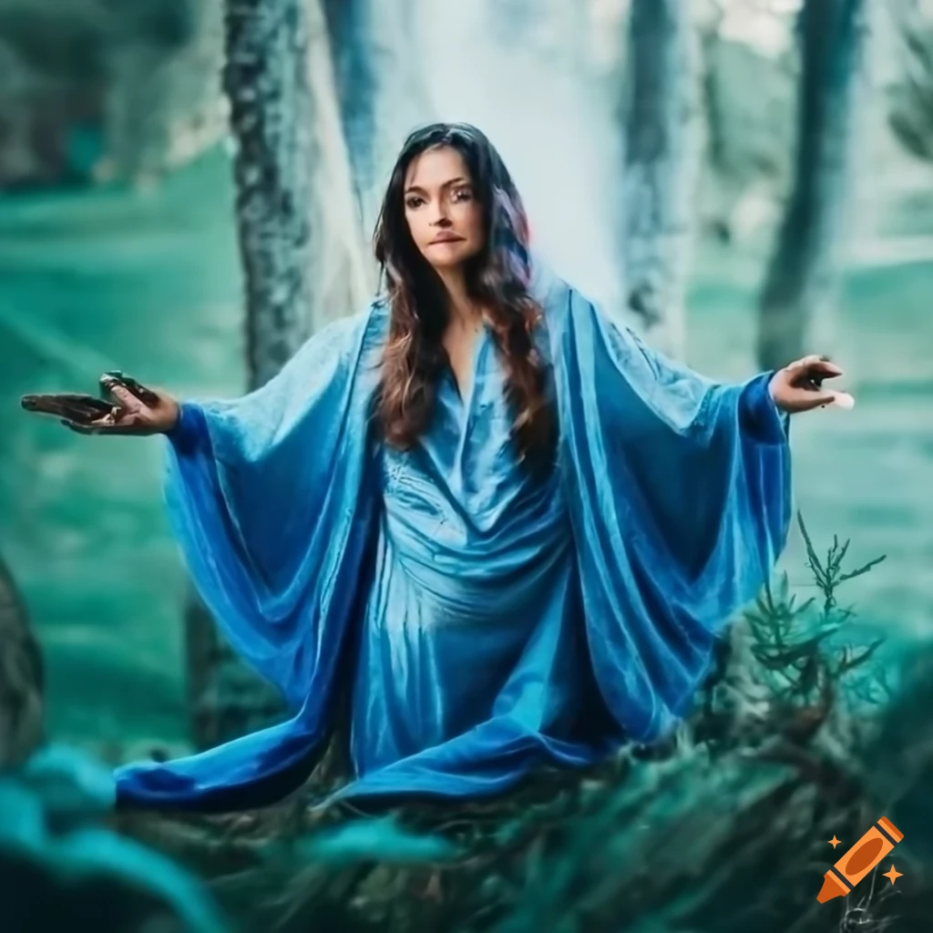 Deborah, wise woman wearing Blue Israelite robe, beauty, natural face ...