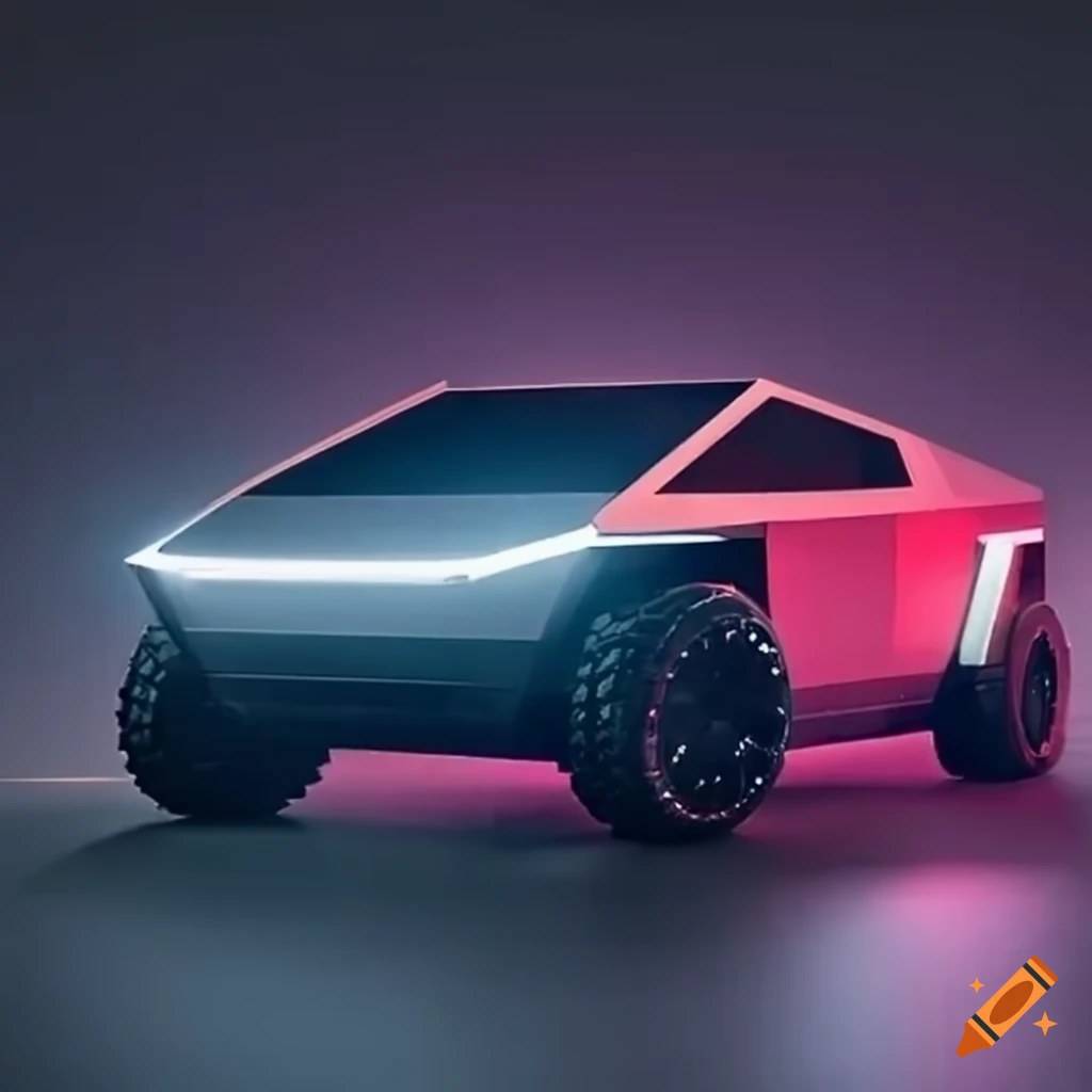 Tesla cybertruck with magnetic wheels, realistic, 8k, widebody on Craiyon