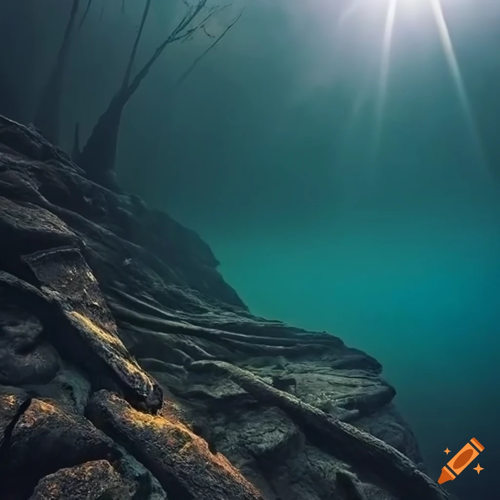 Real life, liminal space, Charred burnt forest with massive granite ...