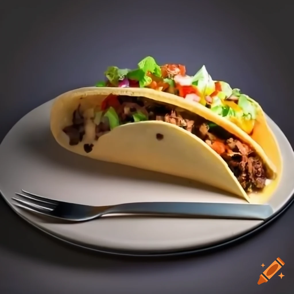 A fourth-dimensional taco on a dinner plate on Craiyon