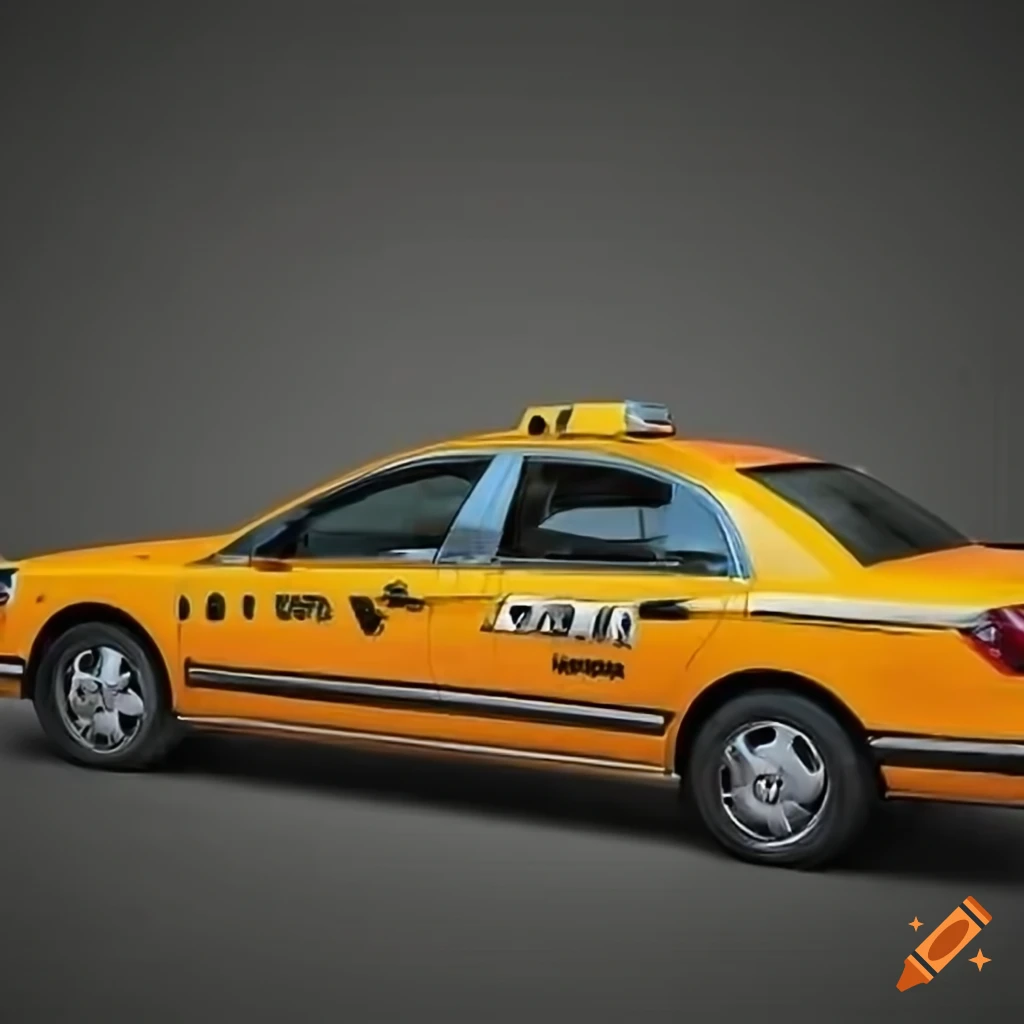 A high detailed concept art of a nyc taxi car on solid background