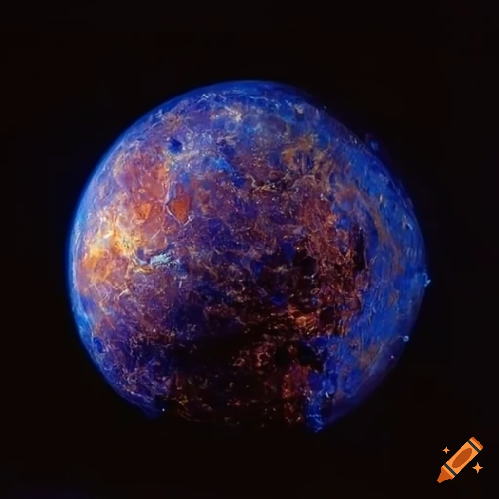 Shattered fractured glass planet, 70s on Craiyon