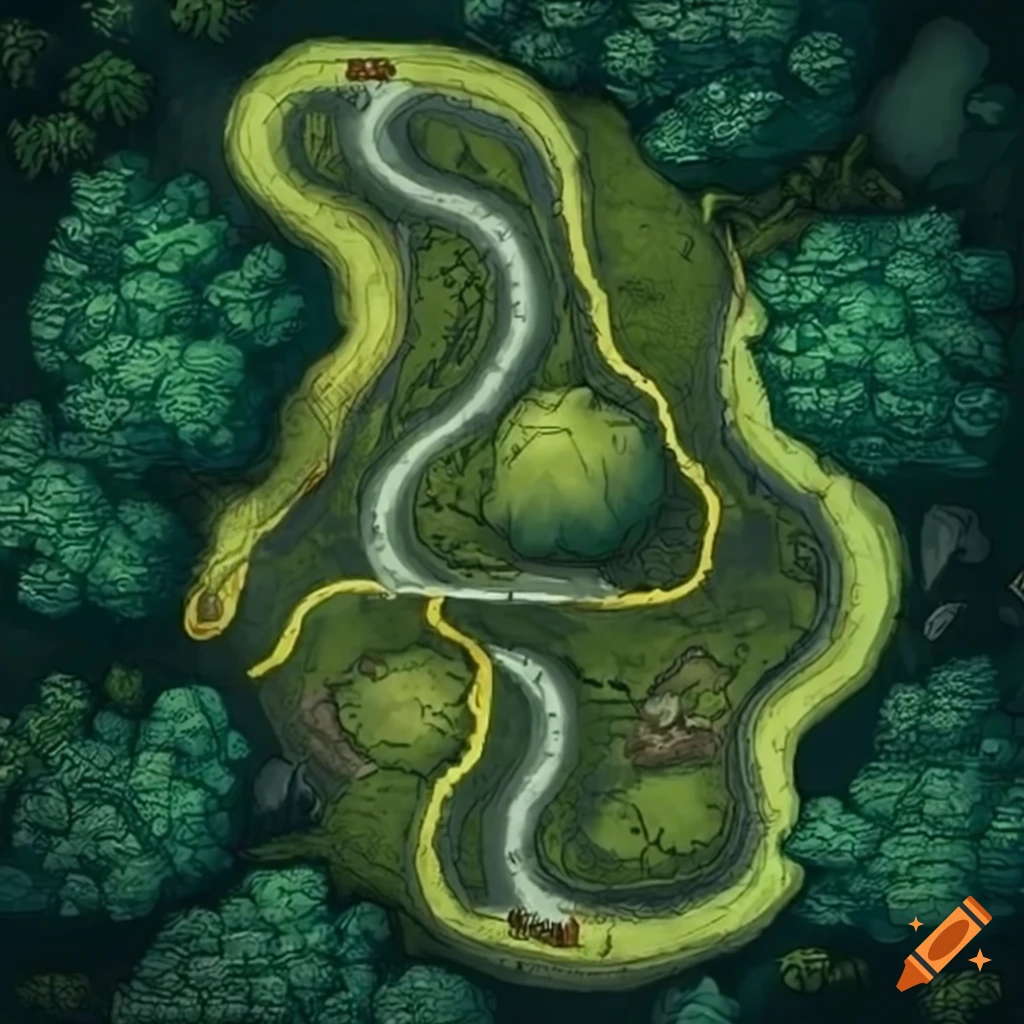 Big d&d map of forest with roads