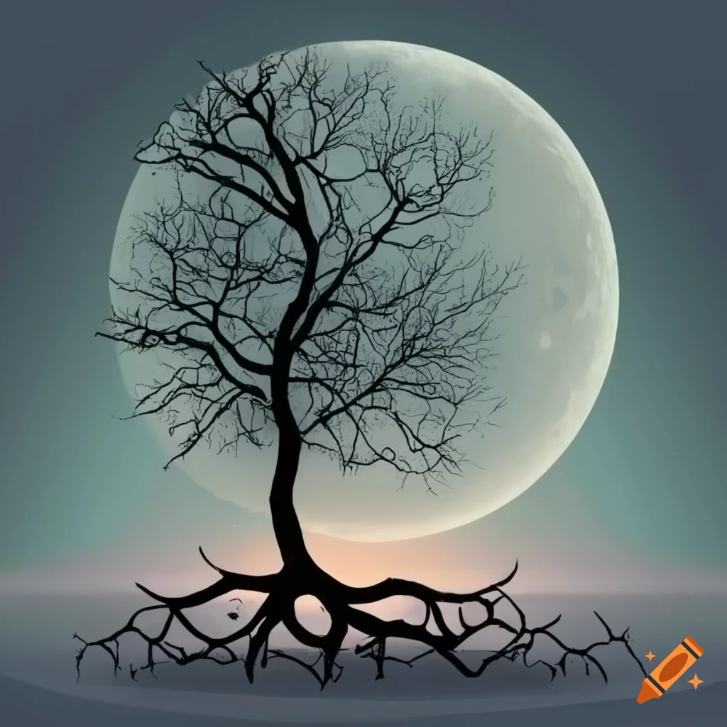 Moon Tree Silhouette